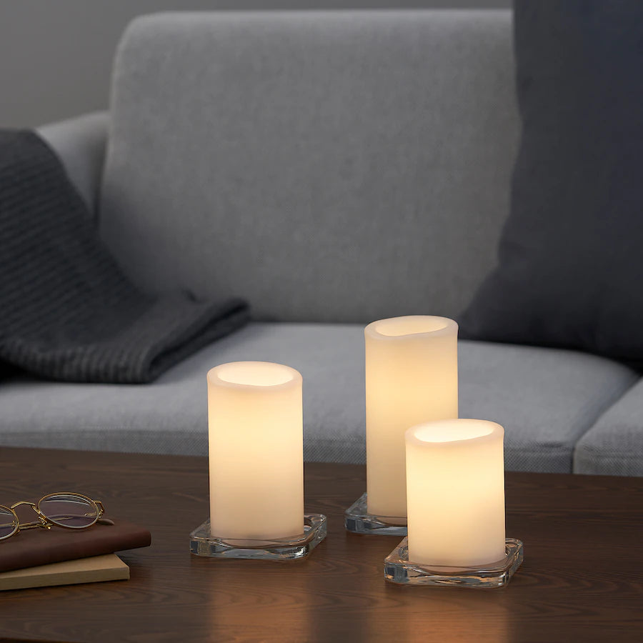 ÄDELLÖVTRÄD LED block candle, set of 3 – HomesopSolutions